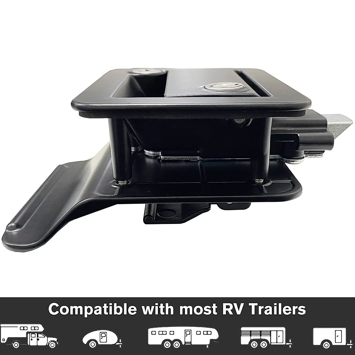 Ganlandy RV Door Latch, Black, Waterproof, Key Lock, Fits 2.5" x 3.5" to 3" x 4" Door Holes, 100% Metal