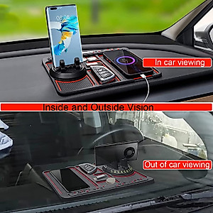 4 in 1 Non-Slip Phone Pad for Car, Anti-Slip Mat Car Phone Holder with Mount, Car Dashboard Accessories, Temporary Car Parking Card Number Plate and Aromatherapy