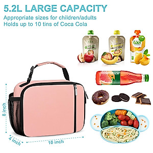 esouler Lunch Box Kids Insulated Lunch Bag for Boys & Girls Durable Children Lunchbox for School with Water Bottle Holder-Pink