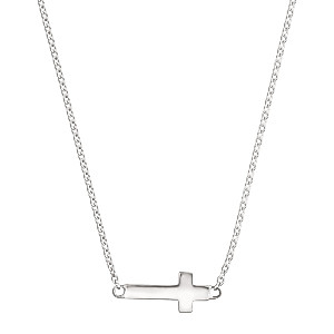 Silpada Sideways Cross Necklace for Women, White .925 Sterling Silver, Jewelry Gift Ideas, Simplex', 16"