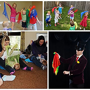 Lolakee Dance Scarves for Kids Play 12 Pcs Upgraded Play Scarves for Babies Toddlers Children Movement Square Juggling Silk Music Dancing Scarf Rhythm Band Scarves Pro (6 Colors,24" x 24")