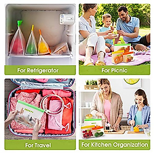 Reusable Storage Bags,GECOTY Upgraded [10-Pack] Reusable Food Bags BPA-free,Stand up Freezer Bags,Leak-proof Sandwich Bags Snack Bags for Picnic and Refrigerator Storage