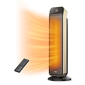 Dreo Space Heater for Indoor Use, 25" 11.5ft/s Fast Electric Heater with Remote and Thermostat, 3 Modes, Overheating & Tip-Over Protection, Portable Heater for Large Room, Bedroom, Office, Gold