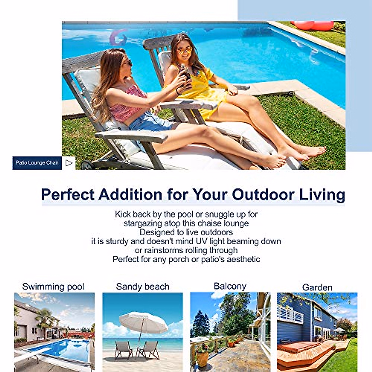 Vongrasig Patio Double Chaise Lounge Chairs Set of 2, Outdoor Adjustable Steel Textiline Folding Reclining Lounge Chair Outdoor Lay Out Chairs for Lawn Garden Pool Beach Yard, Brown