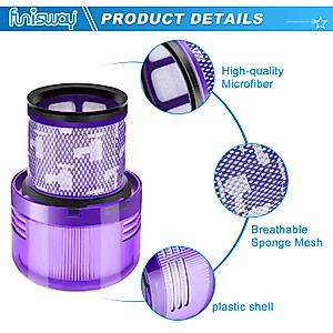 2 Pack Replacement V11 Filters for V11 Torque Drive V11 Animal V15 Detect Vacuum, Replace Part 970013-02