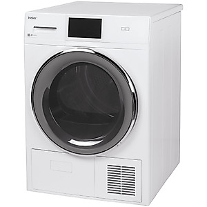 Haier QFT15ESSNWW 24" Ventless Condenser Frontload Electric Dryer with 4.1 cu. ft. Capacity 16 Cycles Auto-Sensing Moisture Sensor Reversible Doors in White