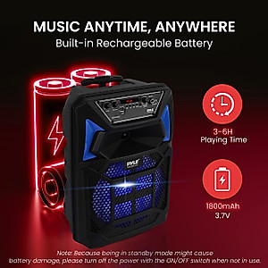 Pyle Portable Bluetooth PA Speaker System - 400W Outdoor Bluetooth Speaker Portable PA System w/Microphone in, Party Lights, MP3/USB SD Card Reader, FM Radio, Rolling Wheels - Mic, Remote - PPHP82SM