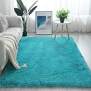WZDD Fluffy Soft Area Rugs for Living Room 63 x 79 inch, Plush Shaggy Carpet Furry Velvet Rug for Bedroom Christmas, Cute and Comfy Nursery Carpets