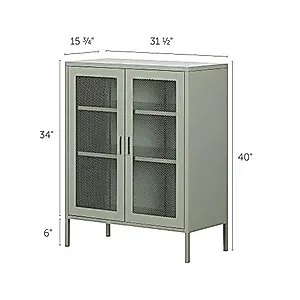 South Shore Crea Metal Mesh 2-Door Accent Cabinet, Sage Green