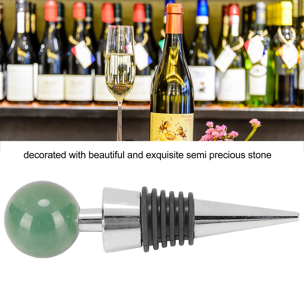 Decorative Wine Stopper Quartz Crystal Wine Bottle Stopper Beverage Stopper Bottle Stopper Corks for Wine Reusable Wine Stopper for Gift Bar(#3)