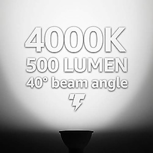 TORCHSTAR GU10 LED Bulbs Dimmable, 500LM 50W Halogen Equivalent, 4000K Cool White, 40° Beam Angle Spot Light Bulb for Recessed Lighting Track Lighting, UL & Energy Star Listed, Pack of 6