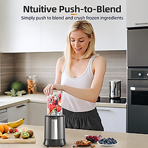 Lampick Smoothie Blender, 1300W Personal Blender for Smoothies, Shakes and Nutrient Extractions with 2pcs BPA-Free 27oz Portable Blender To-Go Bottles