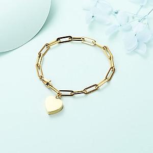 VCCWYQK Cremation Urn Bracelet Keepsake Jewelry, Stainless Steel Heart Memorial Urn Bracelet Bangle Cremation Keepsake Jewelry for Ashes (Gold)