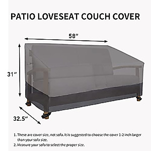 Easy-Going Waterproof Outdoor Sofa Cover, Heavy Duty 2 Seater Outdoor Loveseat Cover, Windproof Patio Furniture Cover with Air Vent (58Wx32.5Dx31H inch, Gray/Dark Gray)