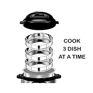 EasyShopForEveryone Stainless Steel 3 Tier Stackable Insert Pans, Compatible with 6 Qt Instant Pot, Pot-in-Pot, Baking Pans for Flan, Layer Cake