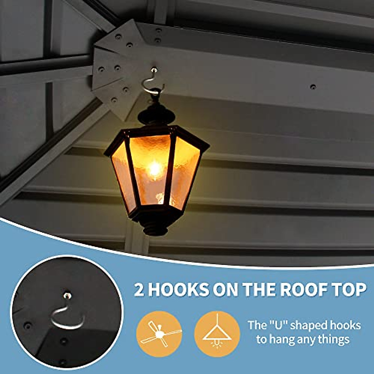 GARTOO 10' x 12' Patio Hardtop Gazebo - Outdoor Metal Hard Top with Fully Enclosed Zip Curtain & Breathable Mesh, Galvanized Steel Top Gazebo for Garden, Lawn, Outdoor Party (Black)