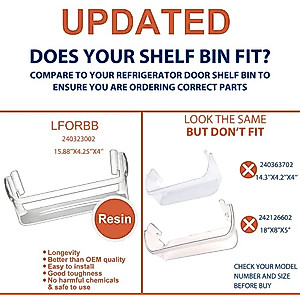 UPGRADE 240323002 Refrigerator Door Shelf Bin Replacement Part, Compatible with Frigidaire FGHS2631PF4A, FGHS2655PF5A, FGHS2655PF4, DGUS2645LF6A,FGUS2642LF2 AP2115742 Fridge Side Bottom Shelf 2 Pack