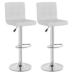 BestOffice Counter Height Bar Stool Set of 2 Barstools Modern Swivel Bar Stool Hydraulic Home Kitchen Stools Height Adjustable PU Leather Bar Chairs Dining Room Chairs