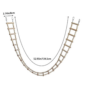 Bird Wooden Ladder Bridge, Pet Hamster Rats Climbing Ladder Toys, Ladders Swing Toys, Wood Climbing Ladders for Bird Parrot Hamster Squirrel Totoro Sugar Gliders (24 Ladders)(52.95x3.14 Inches)