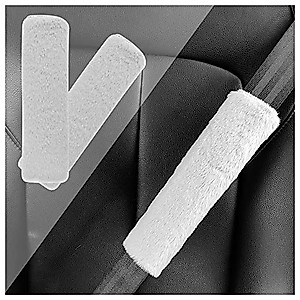 2PCS Fluffy Seat Belt Cushion - Extra Soft Rabbit Faux Fur for Seatbelt Covers - Great for Cold Weather,Car Seat Strap and Backpacks Comfort (Grey)