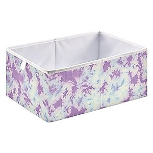 CaTaKu Tie Dye Purple Cube Storage Bins for Organization, Rectangular Fabric Storage Cubes Storage Bins for Cube Organizer Foldable Storage Baskets for Shelves Living Room