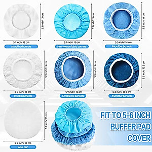 40 Pcs Car Polishing Kit Include 28 Pcs 5-6 Inch Microfiber Car Polishing Bonnet Pads 10 Pcs 6 Inch Wool Sponge Buffing and Foam Polish Pads Wax Buffer Polisher with Drill 2 Pcs Chenille Car Wash Mitt