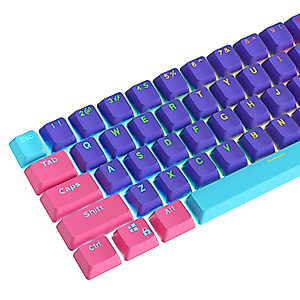 WHYSP 61 PBT Keycaps for 60 Percent Keyboard, Backlit Keycap Set for Mechanical Gaming Keyboard OEM Profile Blue Keycaps with Key Puller for Cherry MX Switches (Peach)
