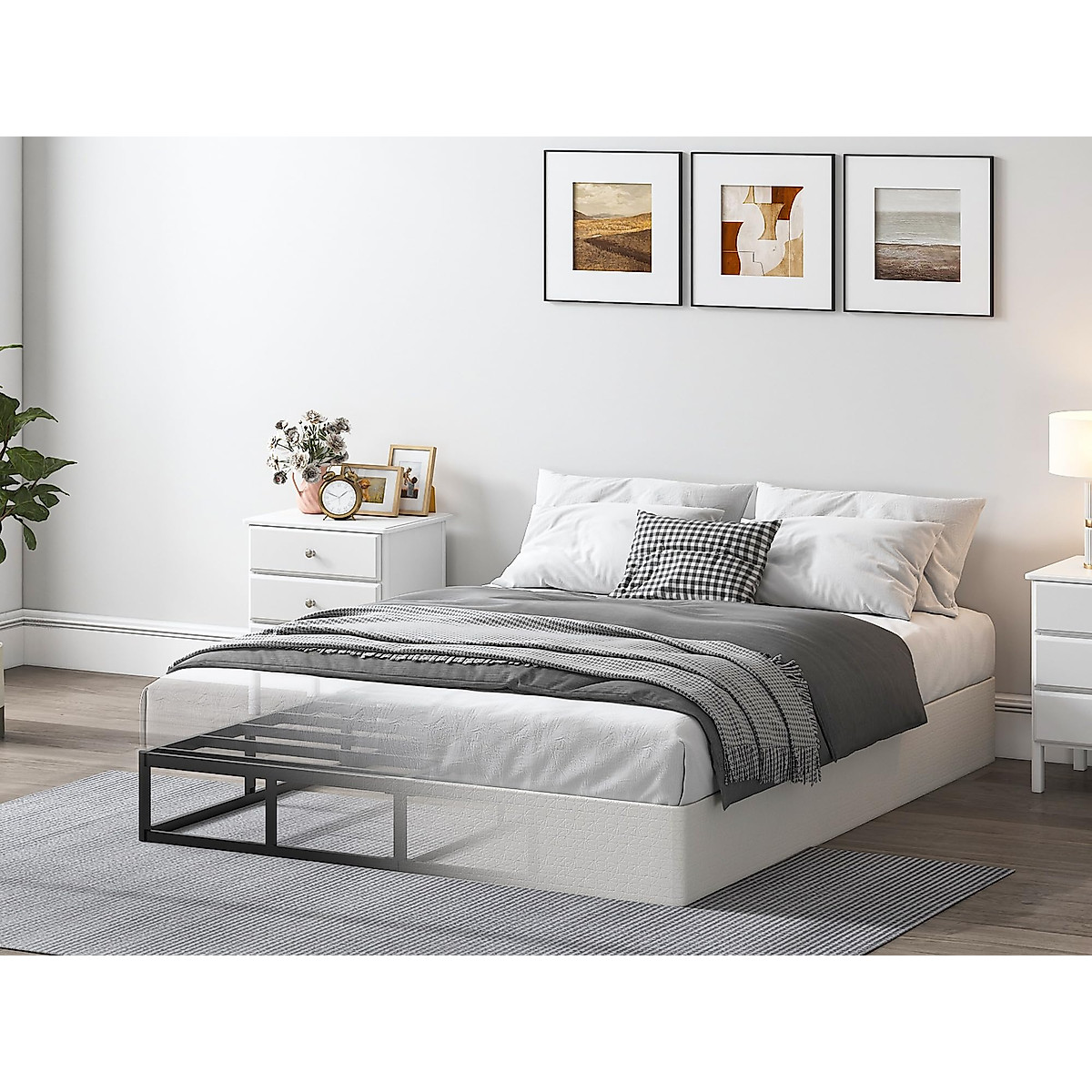 QEROMY 9 Inch High Profile Box Spring, Sturdy Metal Frame Mattress Foundation, Easy Assembly, Quiet & Noise-Free, Queen Size