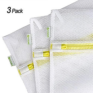 Laundry Bags, SASUM 3 Pack (3 Large) Mesh Thick Polyester Wash Bags Premium Durable White for Jeans, Lingerie,Socks, Bra,Sweaters, Coats in Washing Machine and Drier