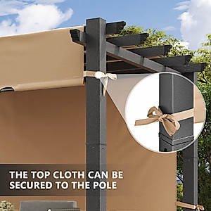 Aoxun 10'x12' Outdoor Pergola, Retractable Pergola with Adjustable Roof, Aluminum Pergola with Sun Shade Canopy, Modern Metal Patio Pergola with Brown Shade Cover for Garden, Backyard and Deck