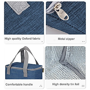 YUMINGUHC 6 Cans Lunch Bag for Men Women Lunch Box Small Soft Side Cooler Bag Collapsible Insulated Thermal Tote for Work Travel Picnic Food Drink Cool Bag (Navy Blue)