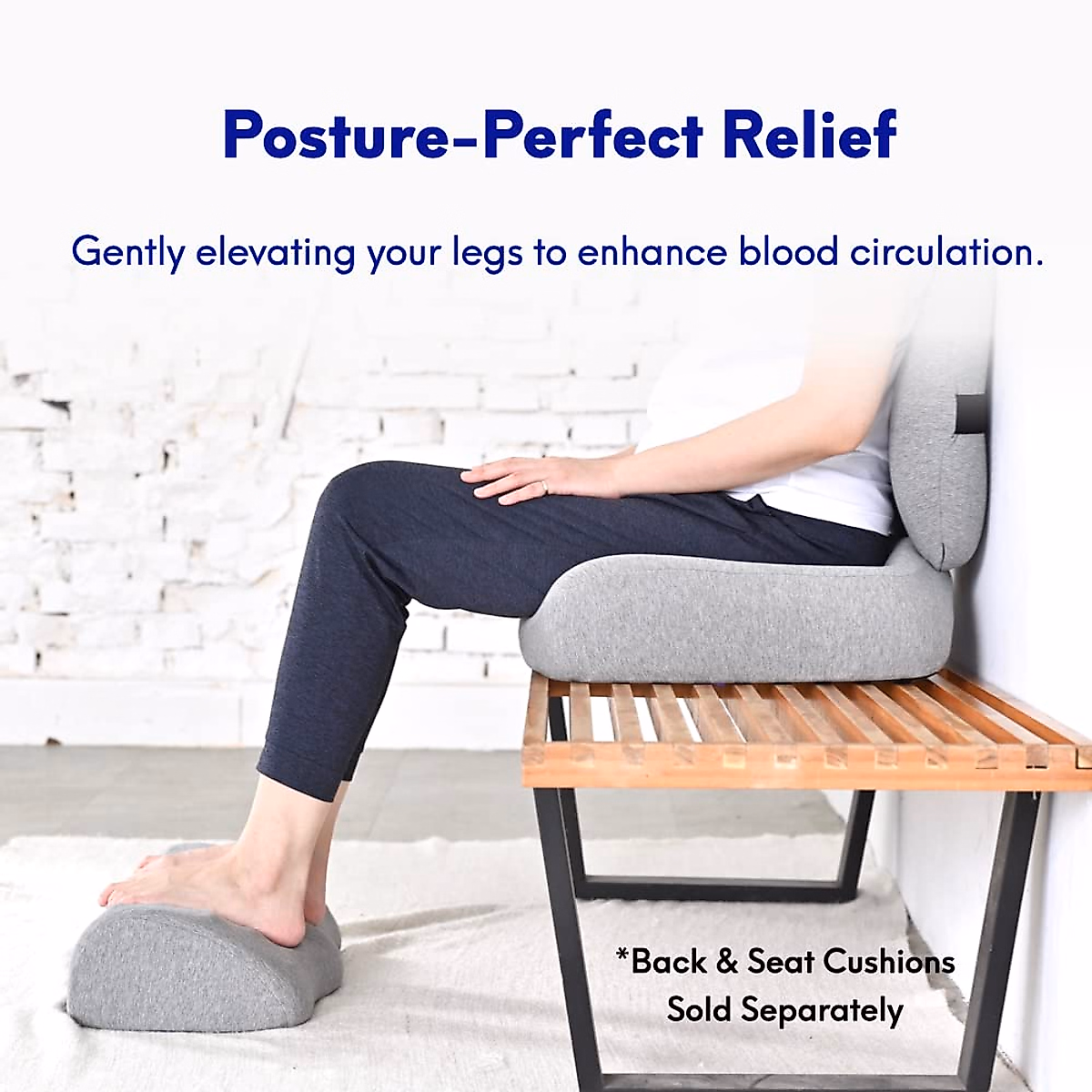 Cushion Lab Ergonomic Foot Rest for Under Desk – Patented Massage Ridge Design Memory Foam Foot Stool Pillow for Work, Home, Gaming, Computer, Office Chair – Footrest for Back & Hip Pain Relief