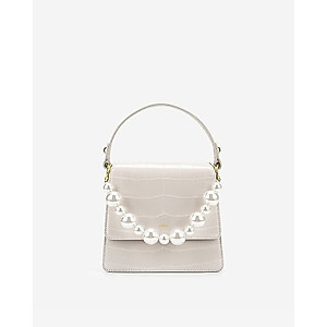 JW PEI Small Top-handle Handbag Vegan Leather Anna Faux Pearl Chain Accessories for DIY Hand bags
