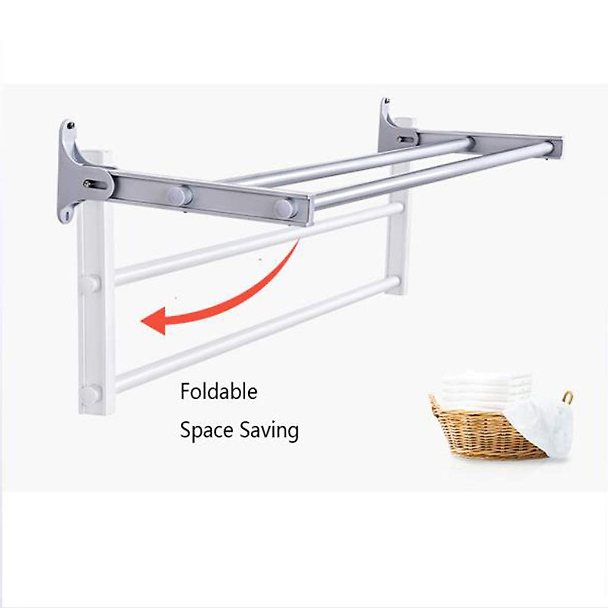 LXLTL Retractable Clothes Airer, Patio Horse Towel Folding Clothes Pole Outdoor Push and Pull Drying Racks Punch Bathroom Clothes Drying Racks 100Cm