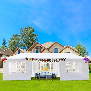 BELANITAS 10x30 Tents for Parties,Heavy Duty Party Tents with 7 Windows Sidewalls, Outdoor Tents with Iron Tube,Wedding Tent for Love,Event Tent for Home,Garden, White