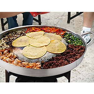 Bene Casa Stainless-Steel 22.4-inch Comal Pan, Belly Up, Rust Free Steel Convex Comal, Outdoor Cooking, Mexican Cuisine, Party Size, Comal,Pan and Serving Platter for Authentic Mexican