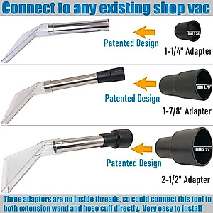 Happy Tree Universal Fit All Shop Vacs with1-1/4 &1-7/8" & 2-1/2" Adapters, Large & Small Clear Extractor Accessory for Upholstery & Carpet Cleaning and Car Detailing, Shop Vac Extraction Attachment