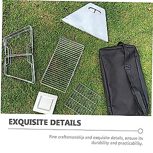 Yardwe 1 Set outdoor folding grill bbq charcoal grill hibachi grill barbecue grill tools charcoal bbq grill barbecue grill rack camping barbecue rack stove Stainless steel travel square