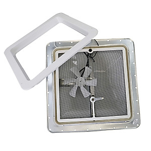 Class A Customs 12 Volt Powered 14" RV Roof Vent with White Wedge Style Lid - Putty & Screws | 71112A-PS