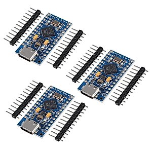 3pcs Type-C USB Pro Micro ATmega32U4 5V 16MHz Module Board ATmega32U4 Development Module Board Microcontroller with 2 Row Pin Header for Leonardo Replace Pro Mini