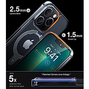 TORRAS 360° Rotatable Ring for iPhone 14 Pro Case [Compatible with Magsafe] with Stand, Magnetic Ring Mil-Grade Shockproof Translucent Back Slim 14 Pro Phone CaseOstand R, Mist Clear