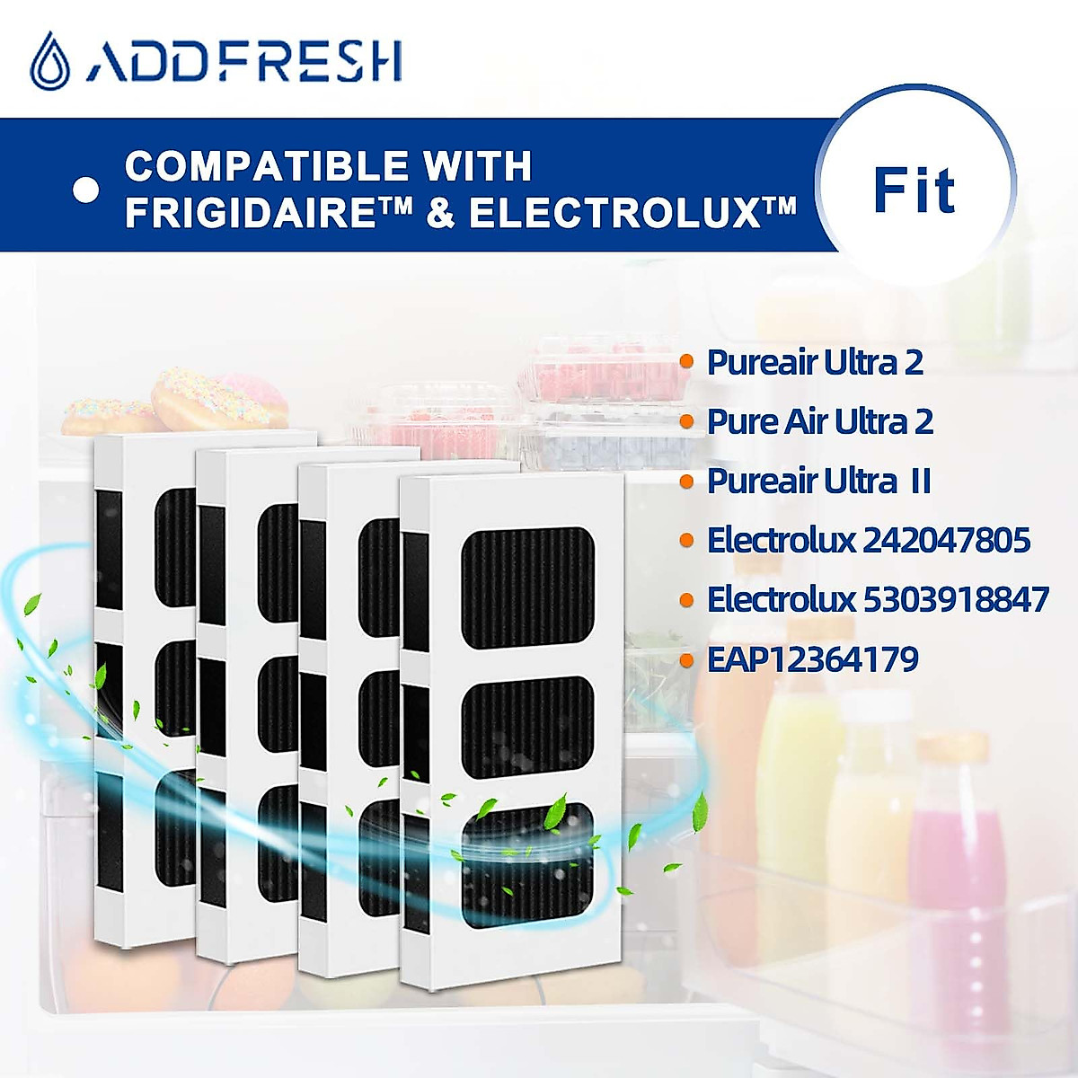 ADDFRESH - Refrigerator Air Filter Replacement Compatible with Paultra2 Frigidaire PureAir Ultra 2 - Pure Air Ultra 2 - Pureair Ultra ii and Electrolux - Part 242047805 and 5303918847-4 Filters