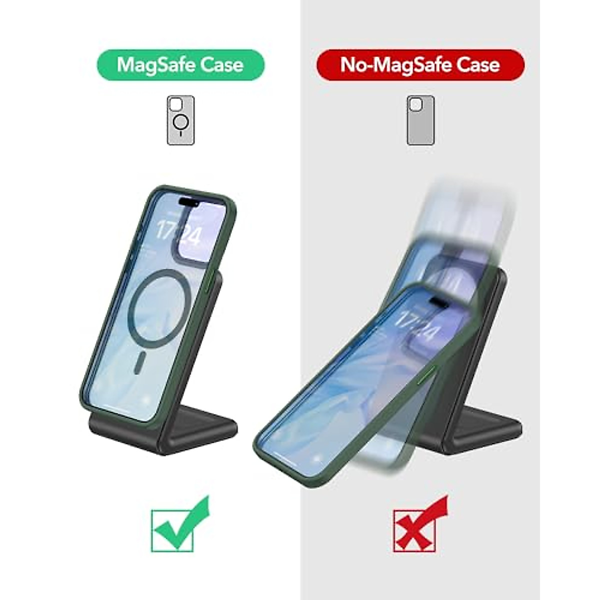 FACBINY 2-in-1 Magnetic Fast Wireless Charging Station for Multiple Devices Apple with 20W Adapter, Mag-Safe Charger Stand for iPhone 15/14/13/12/Pro/Max/Mini, AirPods Pro 2/Pro/3 (Black)