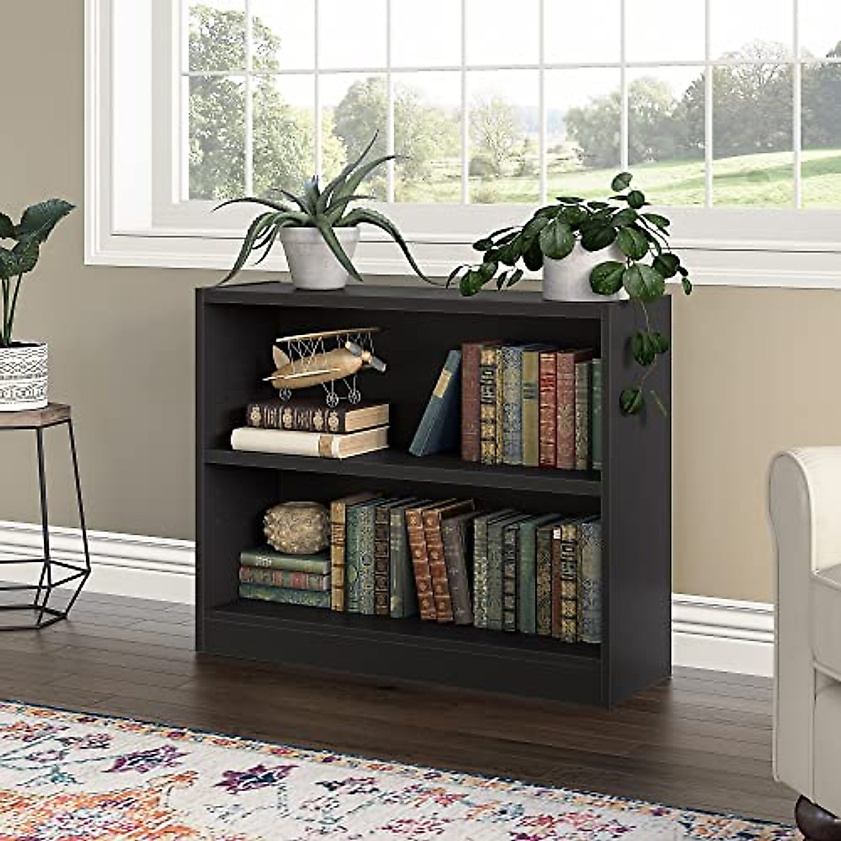 Bush Furniture Universal Small 2 Shelf Bookcase, Black