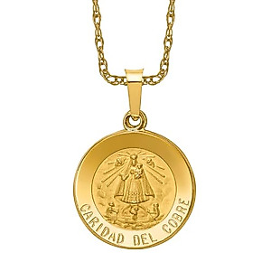 IceCarats 14K Yellow Gold Caridad Del Cobre Medal Necklace Charm Pendant 22mm x 15mm Only
