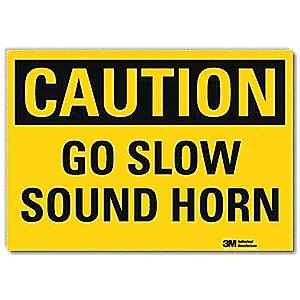 Smartsign U4-1341-RD_14X10 "CAUTION GO SLOW SOUND HORN" Reflective Self-Adhesive Decal, 14" x 10"