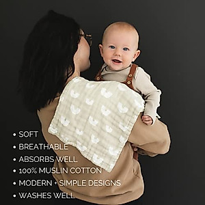 Mebie Baby Burp Cloths, Neutral Print 3-Pack, Muslin Burp Cloth Set for Spit Up, Drool, and More, Boho Burp Cloths for Baby Boy and Girl, Baby Must Haves for Registry Lists and Gifts for Newborns