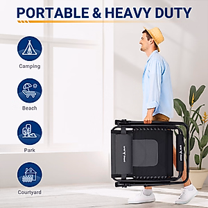 UDPATIO Zero Gravity Chair 30In XL Oversized Outdoor Anti Gravity Chairs Patio Lounge Folding Adjustable Chair with Cup Holder, Foot Pad & Padded Headrest, Supports 500lbs (Grey)