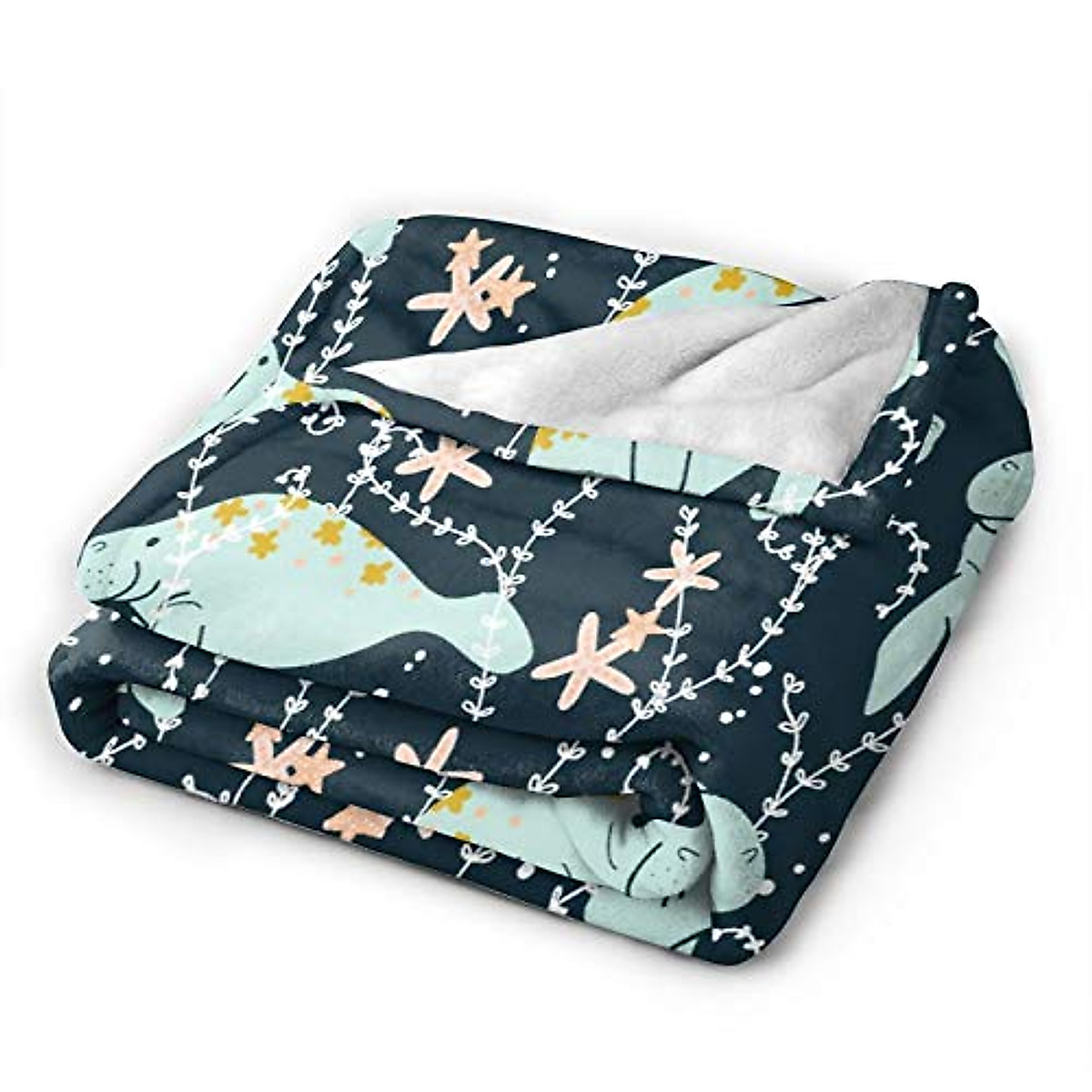 D-WOLVES Plush Throw Blanket,Manatee Soft Fuzzy Fleece Blanket,Cozy Solid Robe Outdoor Camping Travel Blanket for Bedroom Livingroom Sofa Couch Car Bed,50x60 in