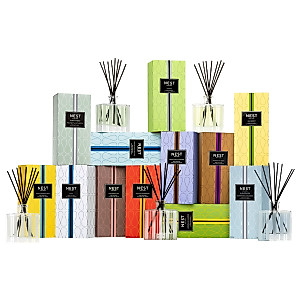 NEST New York Reed Diffuser, Ocean Mist & Sea Salt - 5.9 fl oz - Fragrance for Up to 90 Days - Reusable, Refillable Glass Holder - Includes 8 All-Natural Reed Sticks - Flame Free